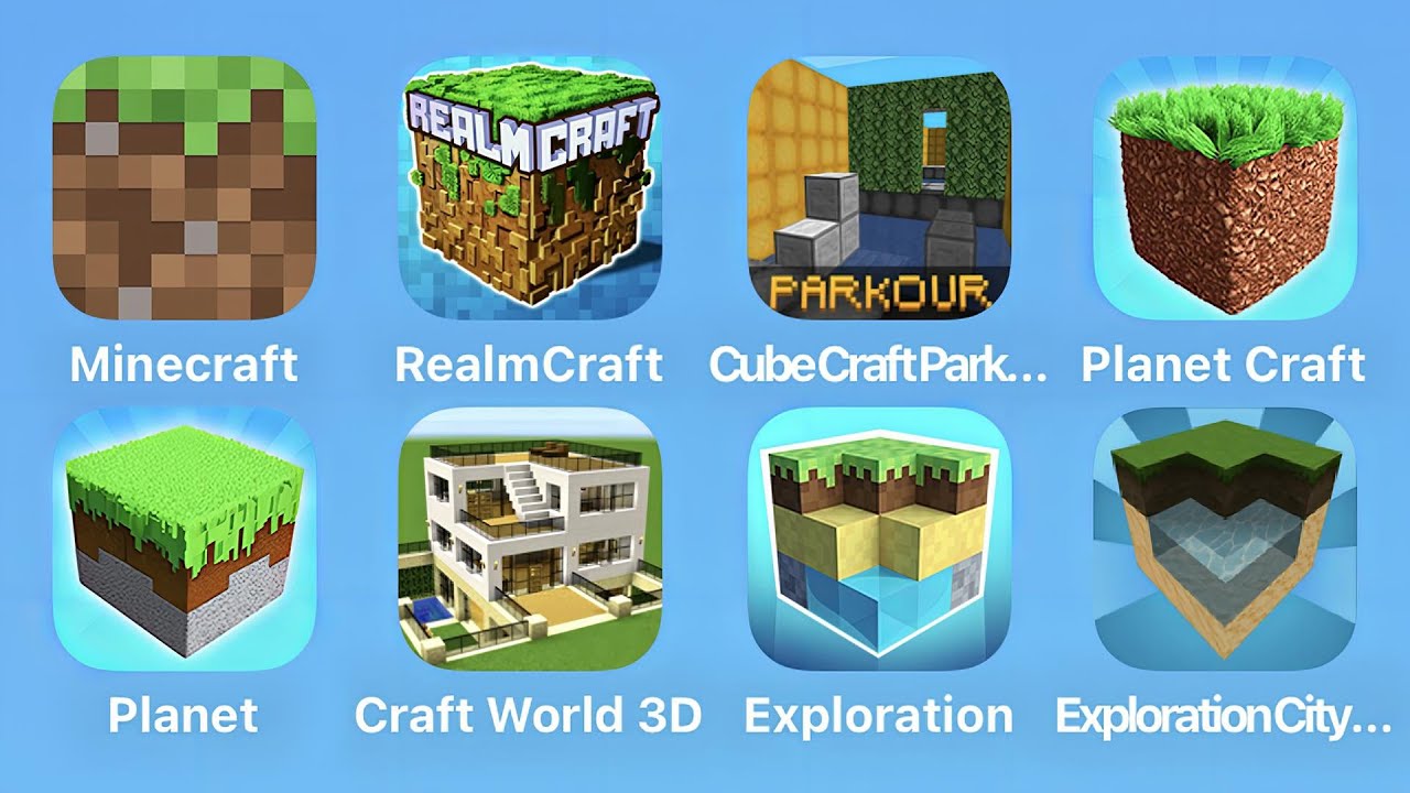 Minecraft, RealmCraft, Cube Craft Parkour, Planet Craft, Craft World 3D ...