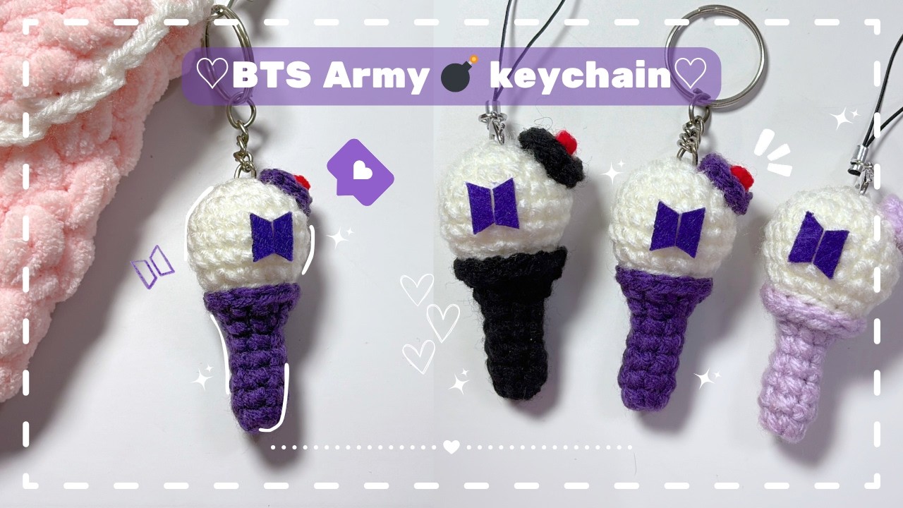 💜BTS Army 💣 Crochet Keychain Tutorial💜 | Beginner-Friendly ♡ - YouTube