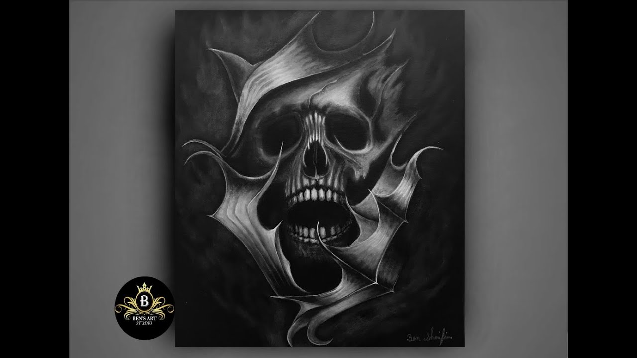 #919 Learn How to Paint a Skull/Dark Art Step by Step Tutorial for ...