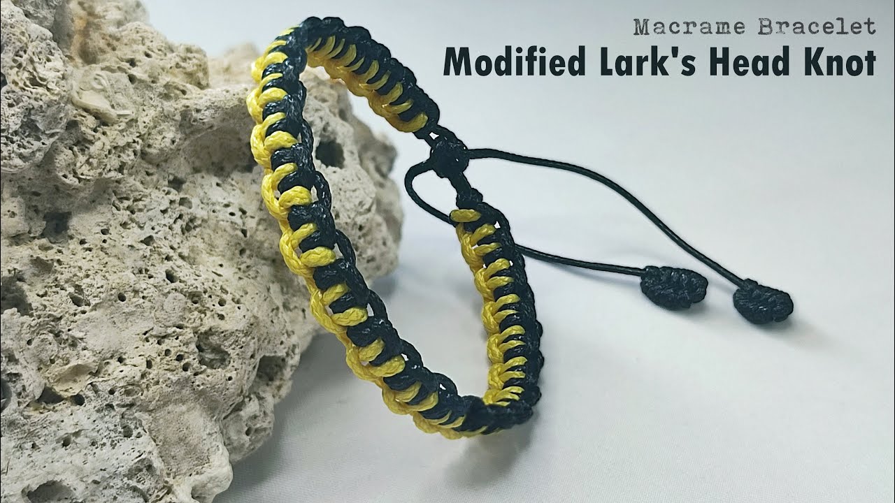 DIY Macrame Bracelet Modified Lark's Head Knot Two Color | Macrame ...