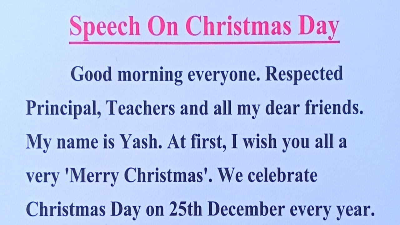 Speech On Christmas Day in English/Christmas Day Speech in English ...