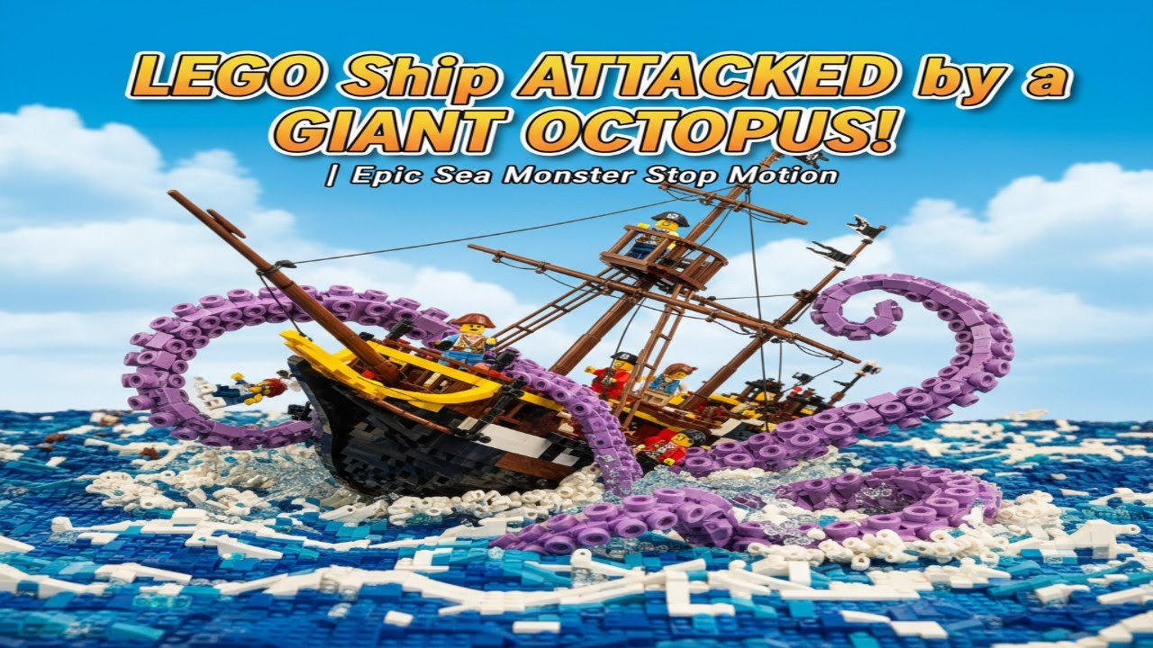 LEGO Ship ATTACKED by a GIANT OCTOPUS! | Epic Sea Monster Stop Motion ...