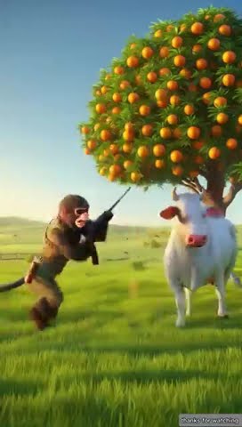 A lovely story of a hardworking cow and a robber monkey 🐵| #cow #ai ...