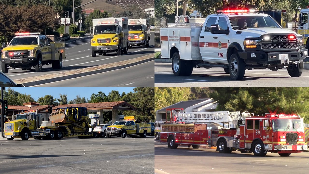 *Pre-Arrival* MAJOR Brush Fire Response - VCFD & LACoFD responding ...