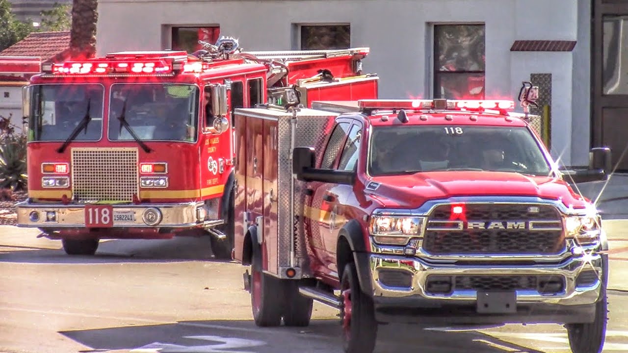 (New Squad) LACoFD Engine 118 & Squad 118 Responding - YouTube