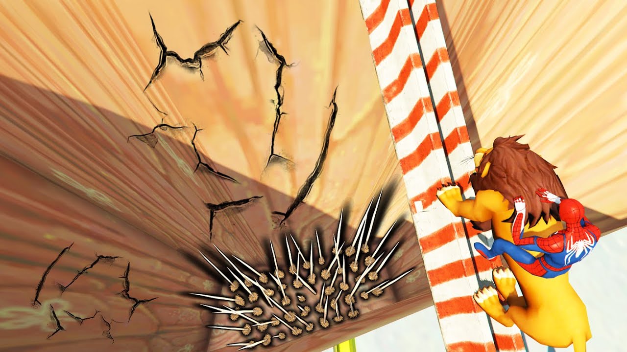 GTA 5 Animals Challenge Spiderman Riding Lion King Run on Goofy Goober ...