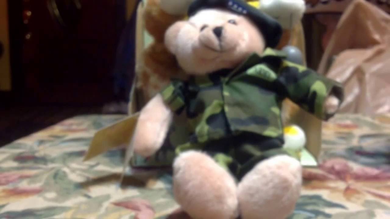 Chantilly Lane mini army bear- the army goes rolling along - YouTube