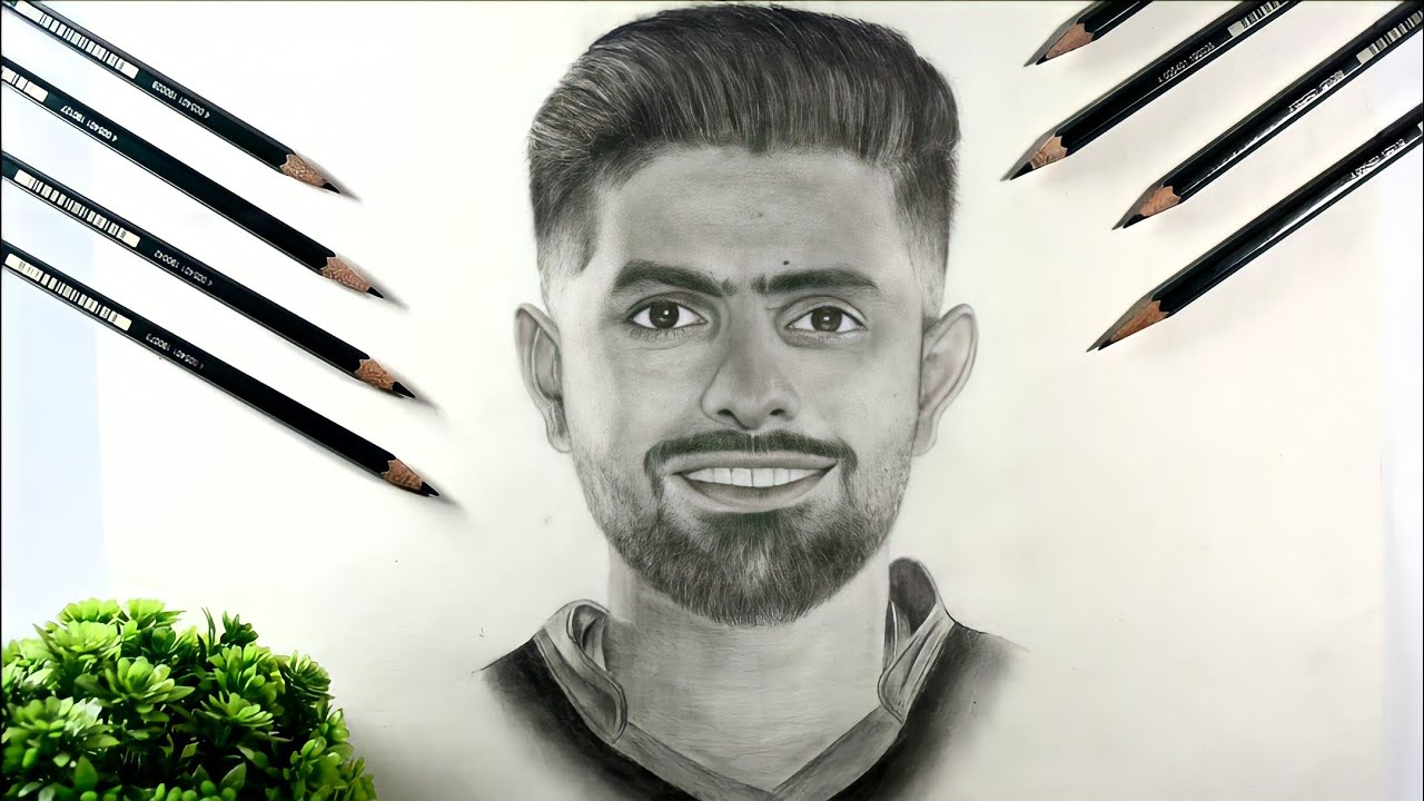 Drawing Babar Azam |Pencil Drawing| - YouTube