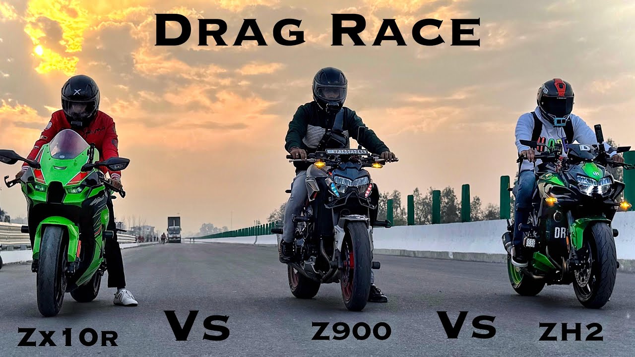 Zx10R VS ZH2 VS Z900 🤯 DRAG RACE | FIRST ON YOUTUBE | shocking results ...