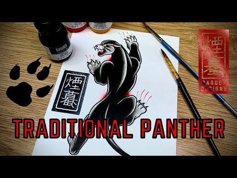 How to draw a Panther (Tattoo flash drawing)