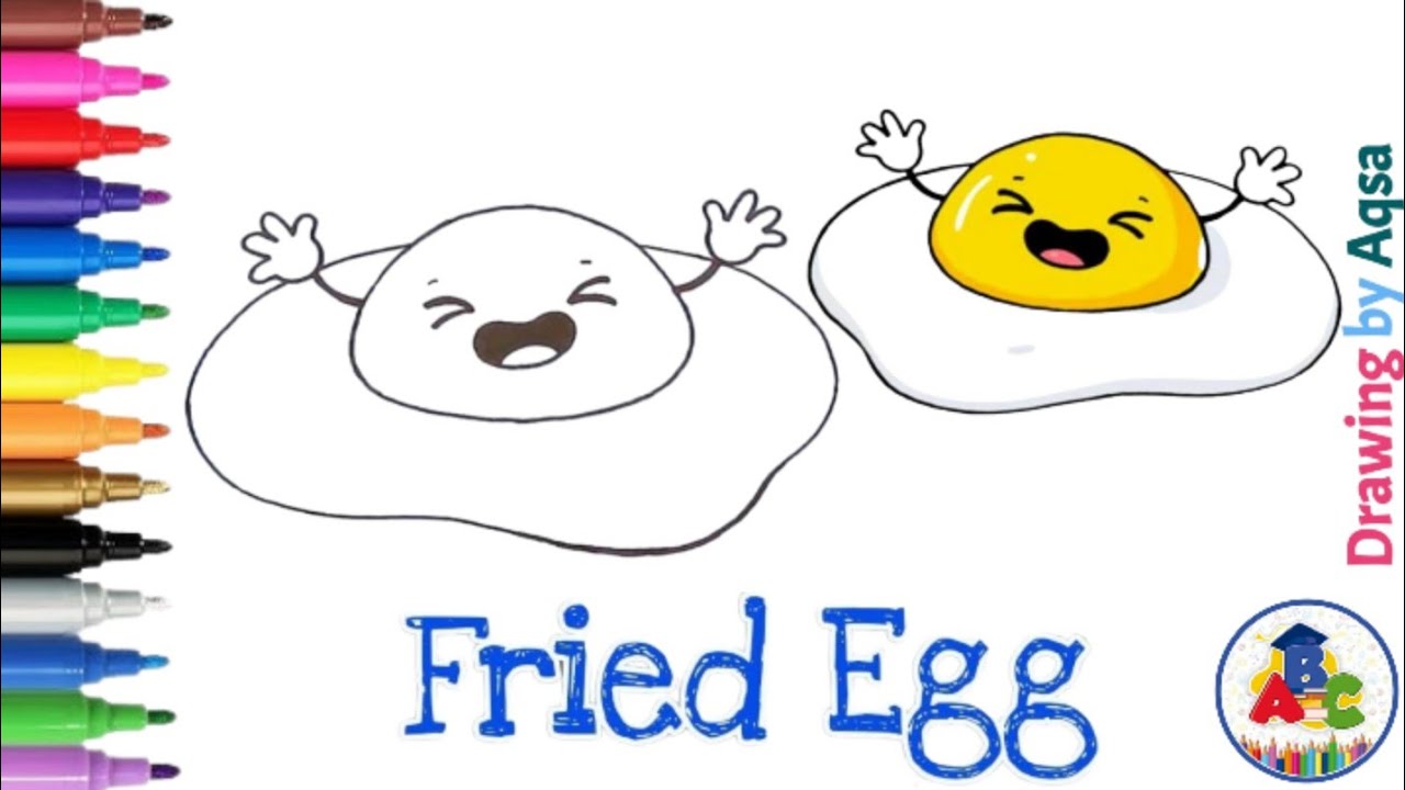 how to draw cute fried egg drawing step by step drawing tutorial by ...