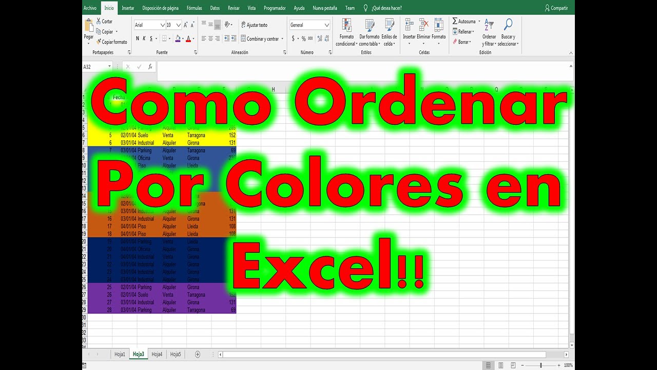 Como ordenar nuestra informacion por colores en excel - YouTube