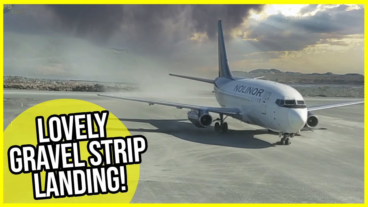 Lovely Gravel Strip Landing Split Screen! Nolinor B737-200 into ...