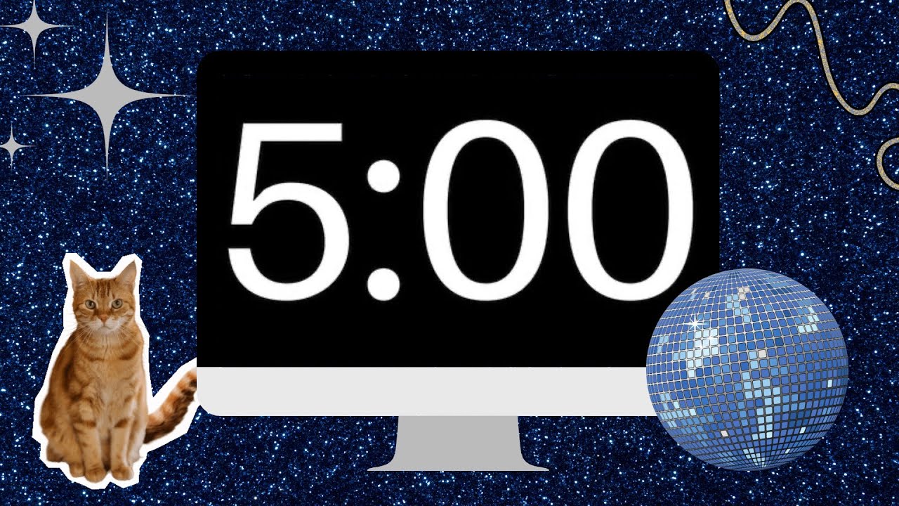 5 Minute Timer Countdown / Midnight Inspired / LOFI / Cat / Five Minute Timer Countdown ...
