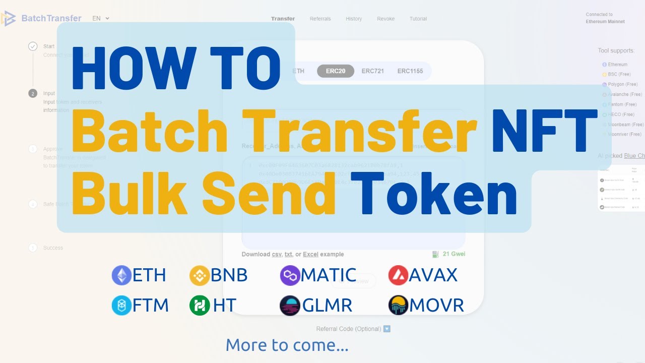 NFT Batch Transfer, Token Bulk Send - BatchTansfer.io -Tutorial - YouTube