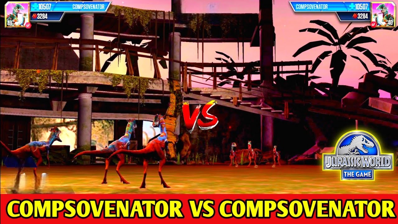 COMPSOVENATOR VS COMPSOVENATOR BATTLE | JURASSIC WORLD THE GAME - YouTube