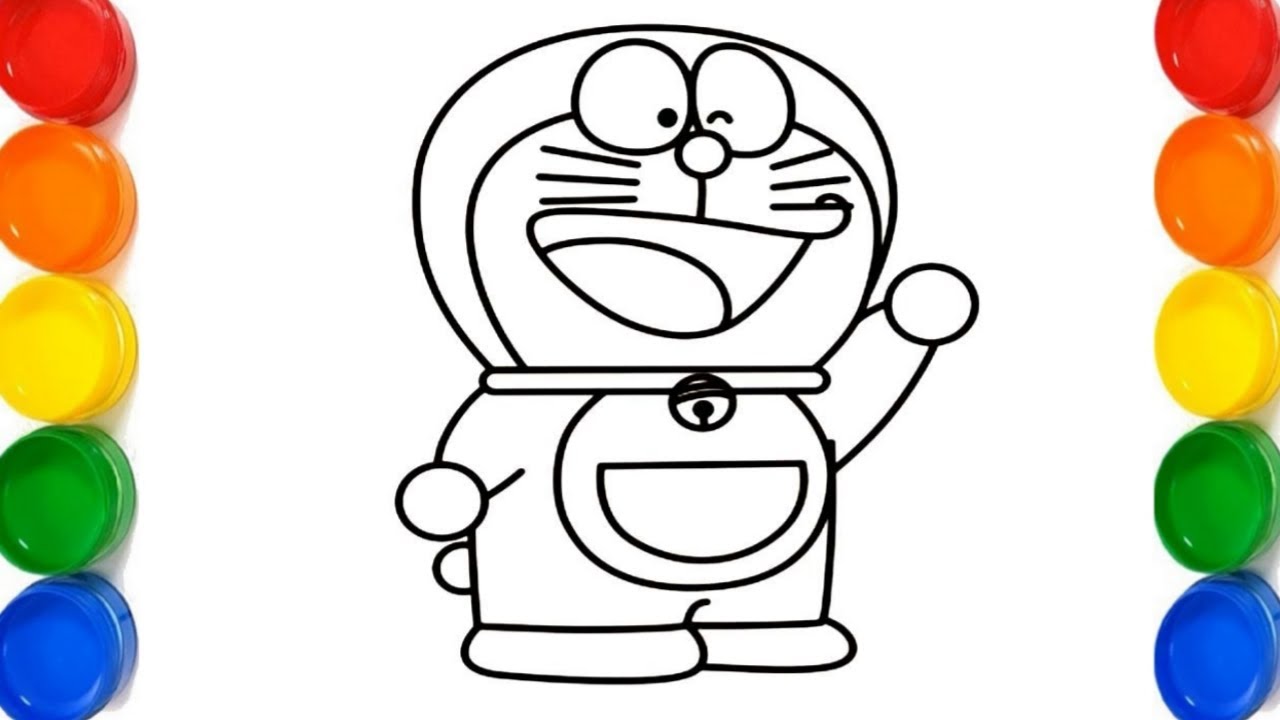 Doraemon cartoon drawing and painting for kids* Cute Doraemon colouring ...