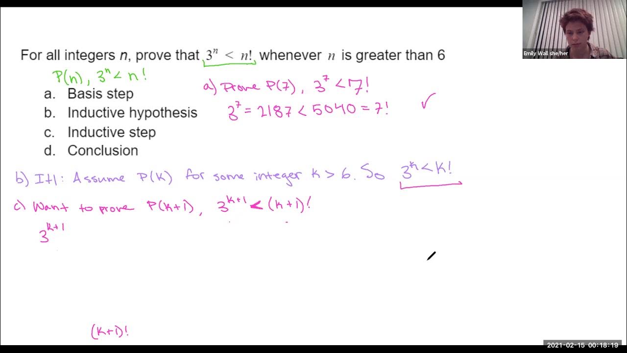 Lec9 mathematical induction example (with inequalities) - YouTube