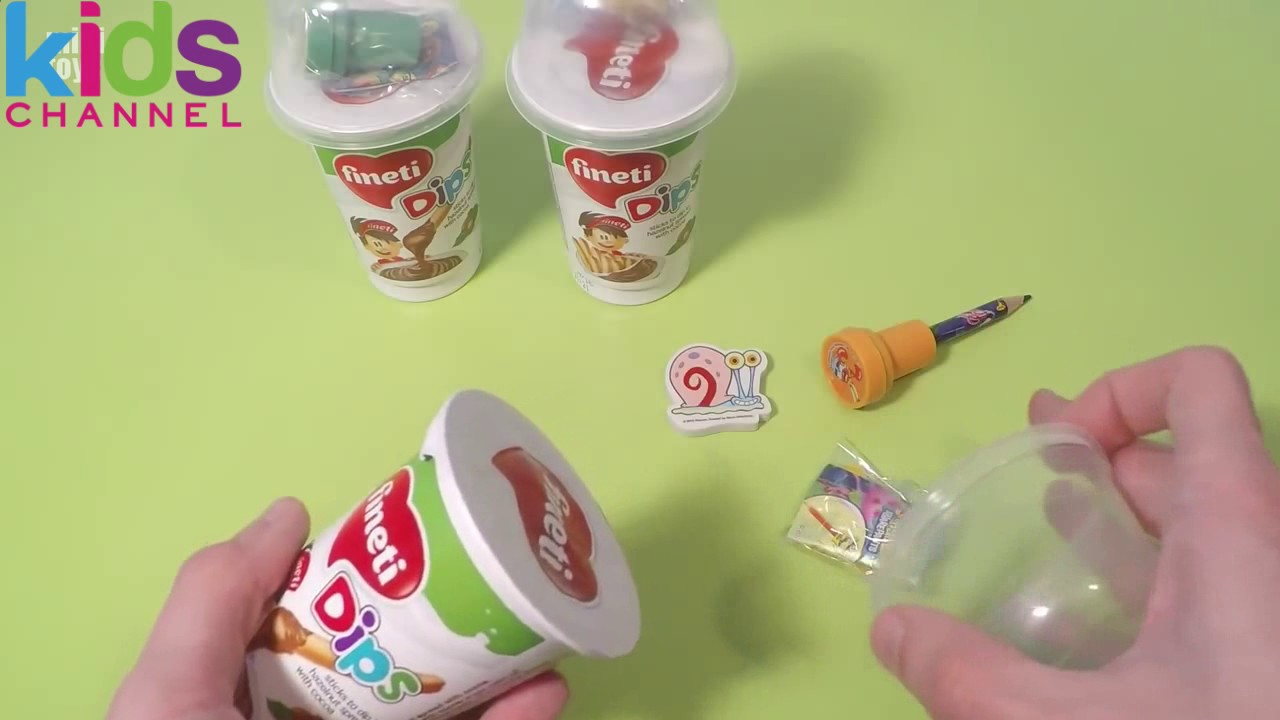 Fineti Dips with SpongeBob SquarePants Surprise Toys Video for Kids ...