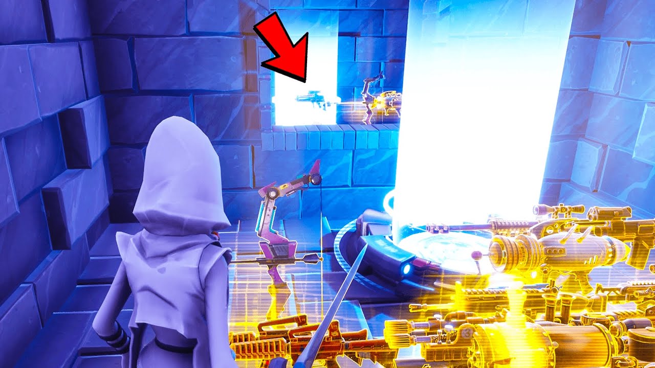 I Teleported ALL his WEAPONS through a wall in Fortnite - YouTube