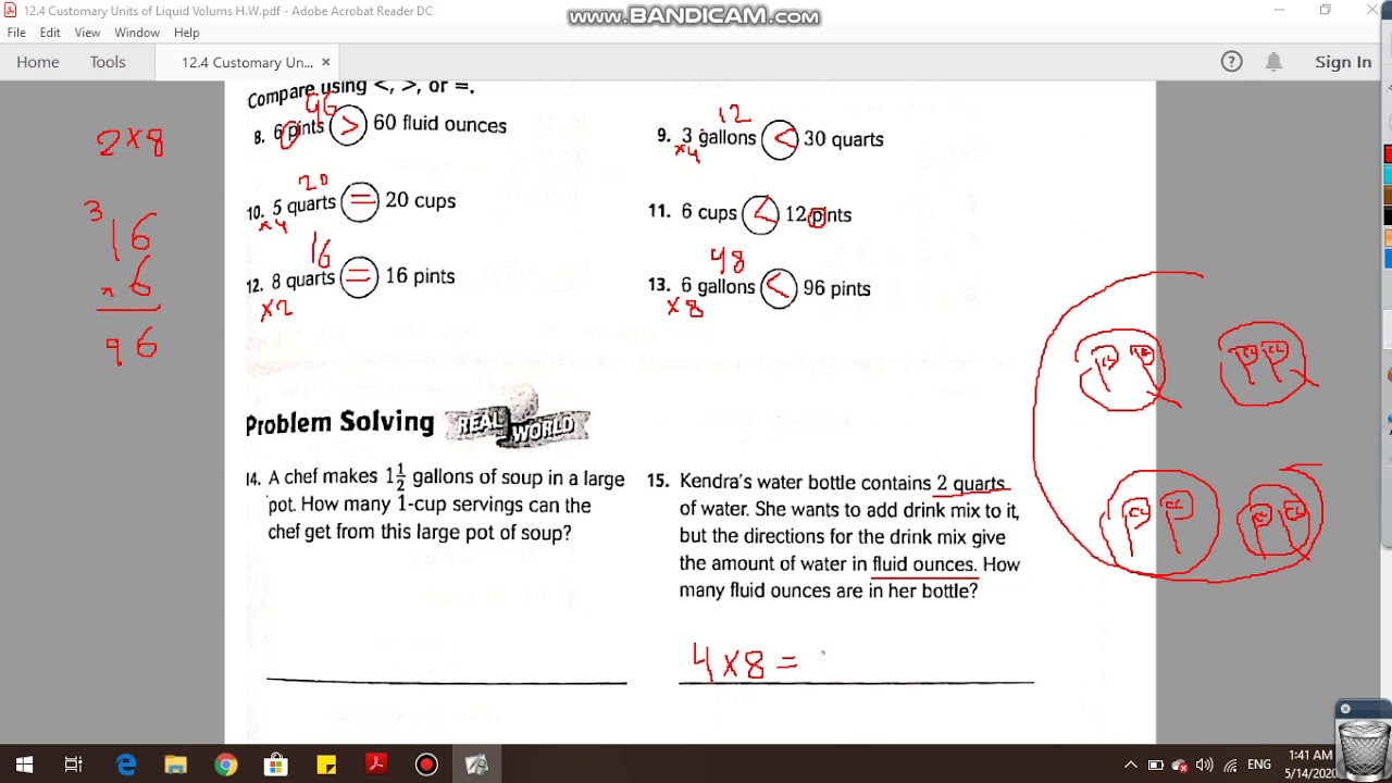 12 4 Customary Units of Liquid Volume H W Model answer - YouTube