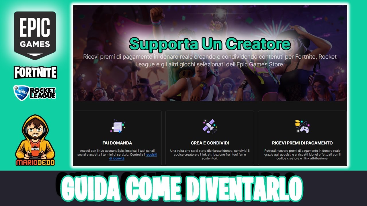 Supporta un Creatore - Epic Games - Guida come diventarlo - Codice ...