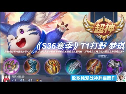 [王者荣耀]- S36赛季T1打野梦琪2！每当版本更改自然意味着所谓的热门英雄出现，相反情况自然出现相生相克而吃足版本红利的英雄！打野强势时代刺客最怕的就是今天推荐的主角＃号称峡谷的野核单挑王 ...