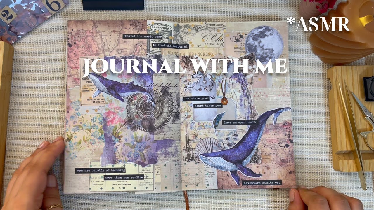 ASMR Journaling | Relaxing Video | Scrapbook/Collage With Me | No ...