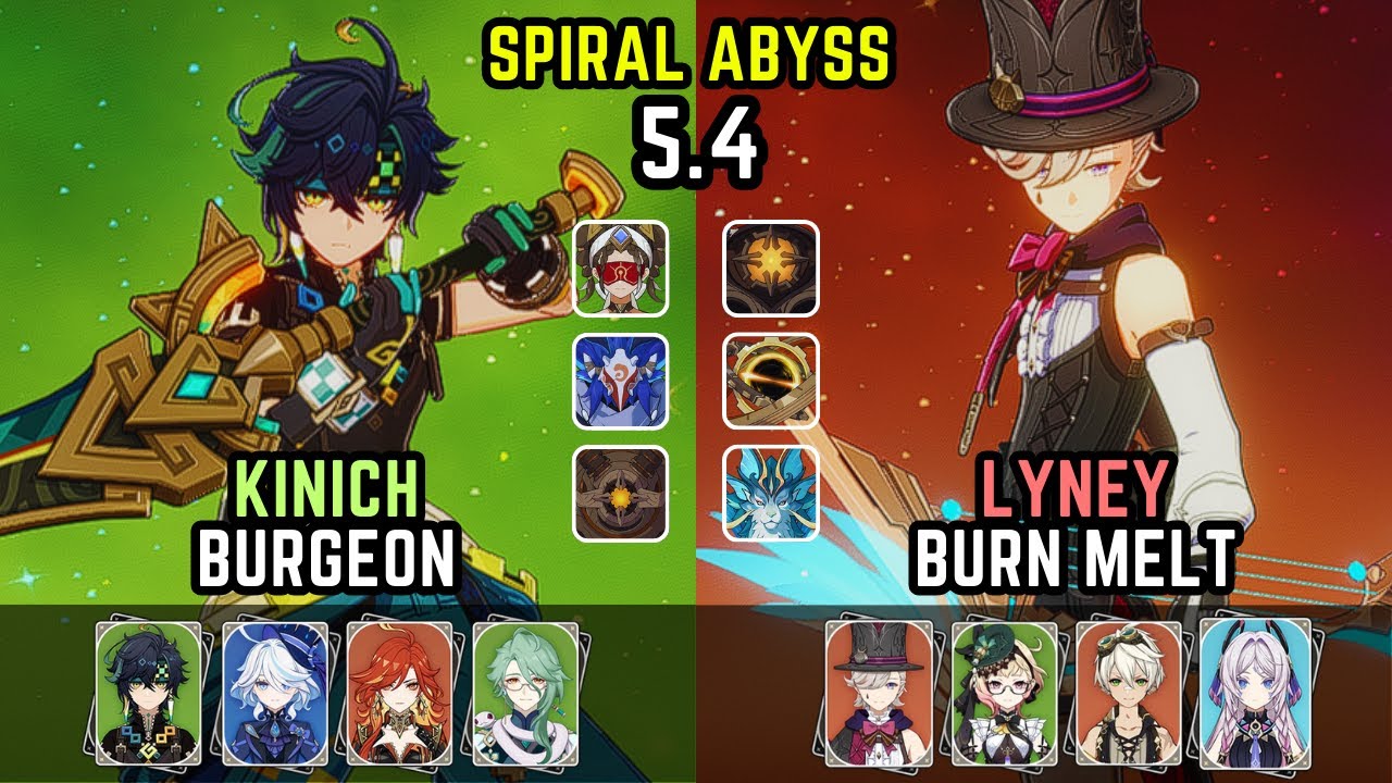 C0 Kinich Burgeon & C0 Lyney Burn Melt | 5.4 Spiral Abyss Floor 12 9⭐ ...