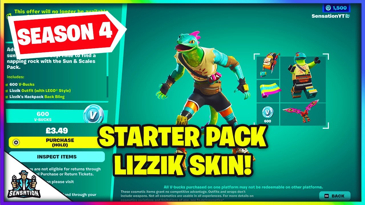OUT NOW SUN AND SCALES STARTER PACK FORTNITE SEASON 4 - YouTube