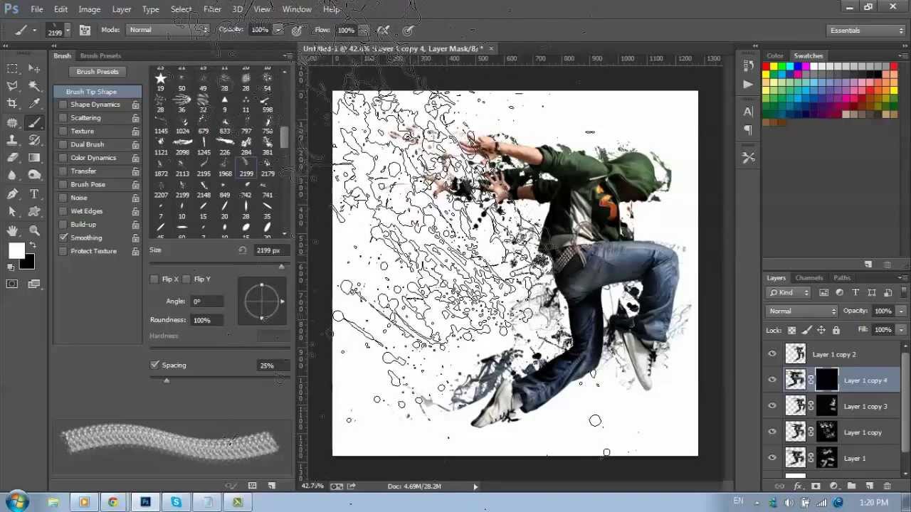 How to splatter effect in photoshop cc 2015 - YouTube