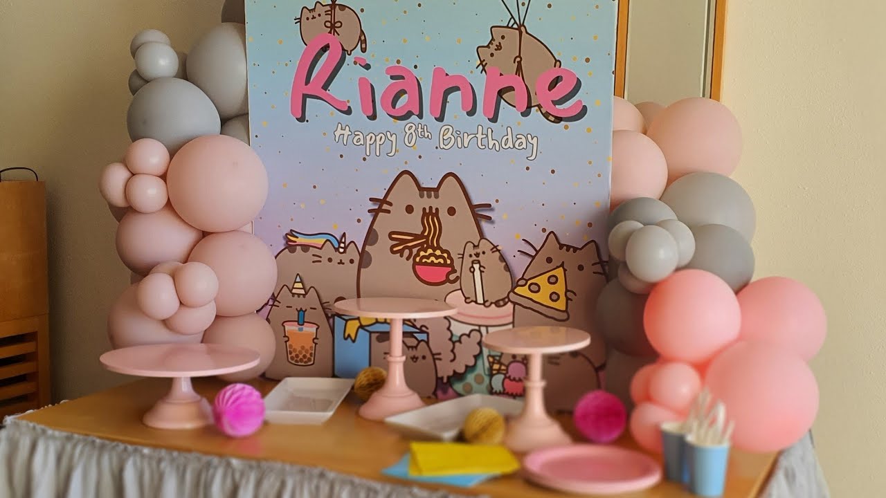 Pusheen Cake Table Decoration | Tabletop Decoration | Balloon Garland ...