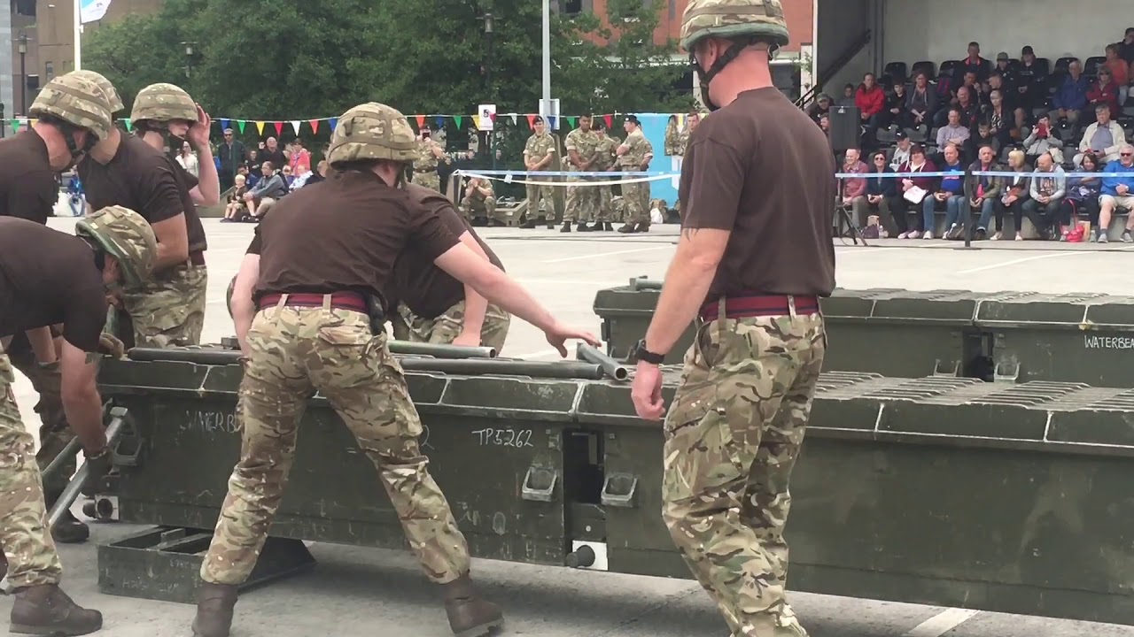 Armed Forces Day, Liverpool Royal Engineers bridge building demo - YouTube