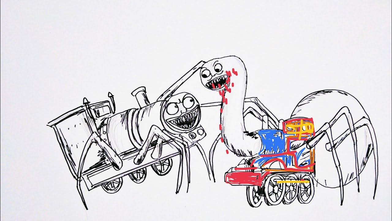 How to Draw Thomas The Train EXE attacking Choo Choo Charles - YouTube