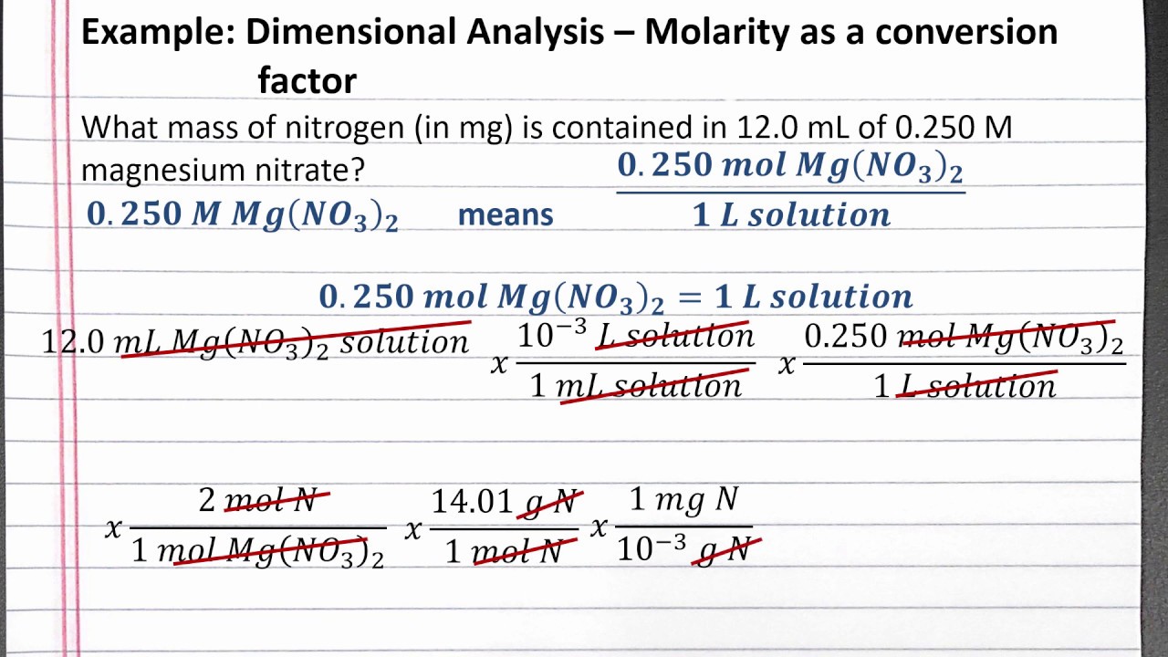 CHEM 101 Dimensional Analysis Molarity As A Conversion Factor YouTube