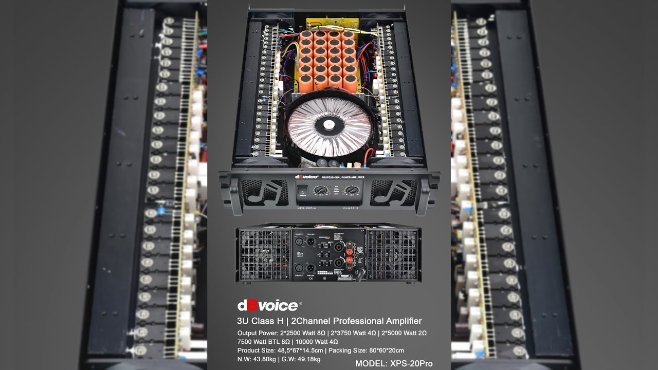 2Channel Professional Power Amplifier - dBvoice XPS-20PRO - YouTube