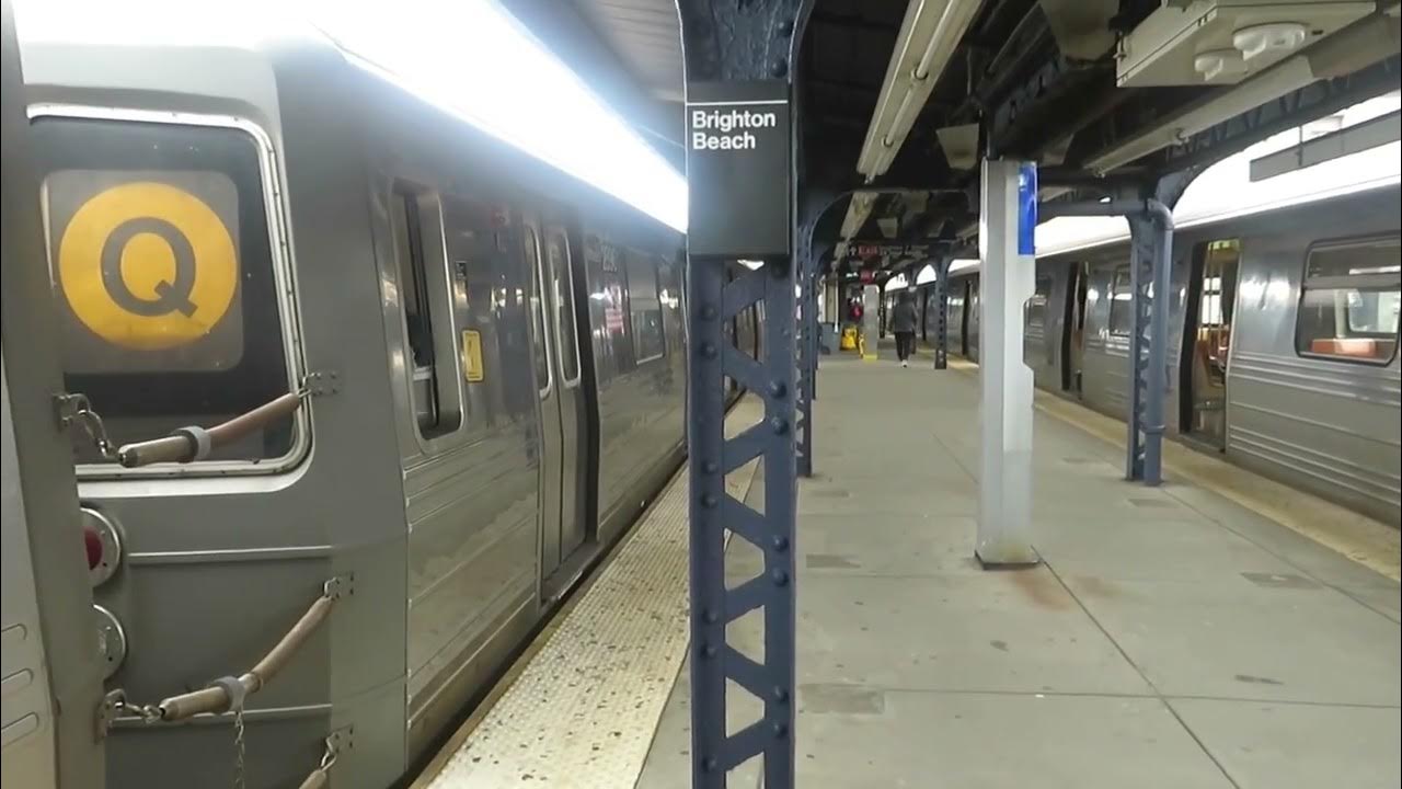 NYC Subway Rare: Coney Island Bound R68-R68A Mixed Set on the (Q) Line Departing Brighton Beach ...