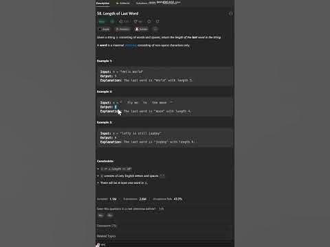 Length of Last Word | LeetCode Problem 58 | JavaScript #shorts - YouTube