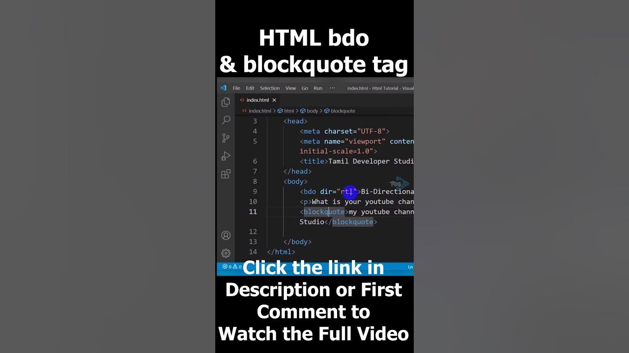 Html Bdo And Blockquote Tag Youtube