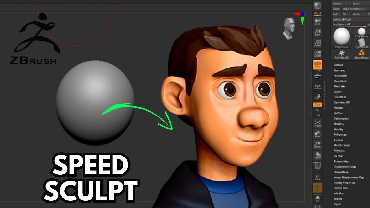 Zbrush Sculpting - Making a Teen boy 3D Cartoon Character. - YouTube