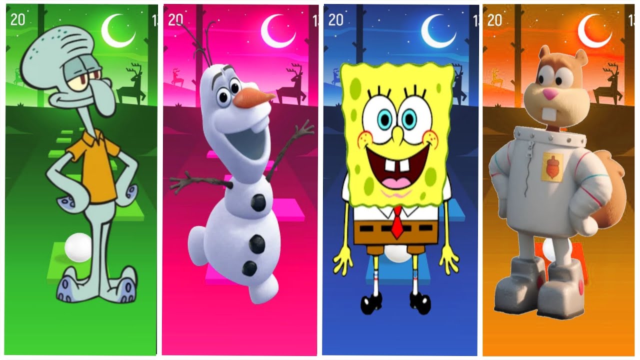 Sandy Cheeks - Squidward - Frozen - SpongeBob | Tiles Hop EDM rush ...
