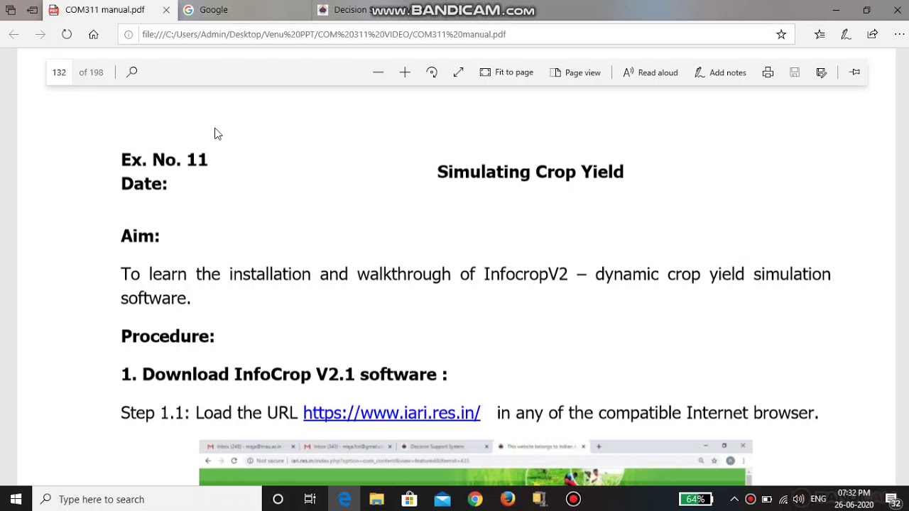 INFOCROP Part - 2 - Crop Yield Simulation - YouTube