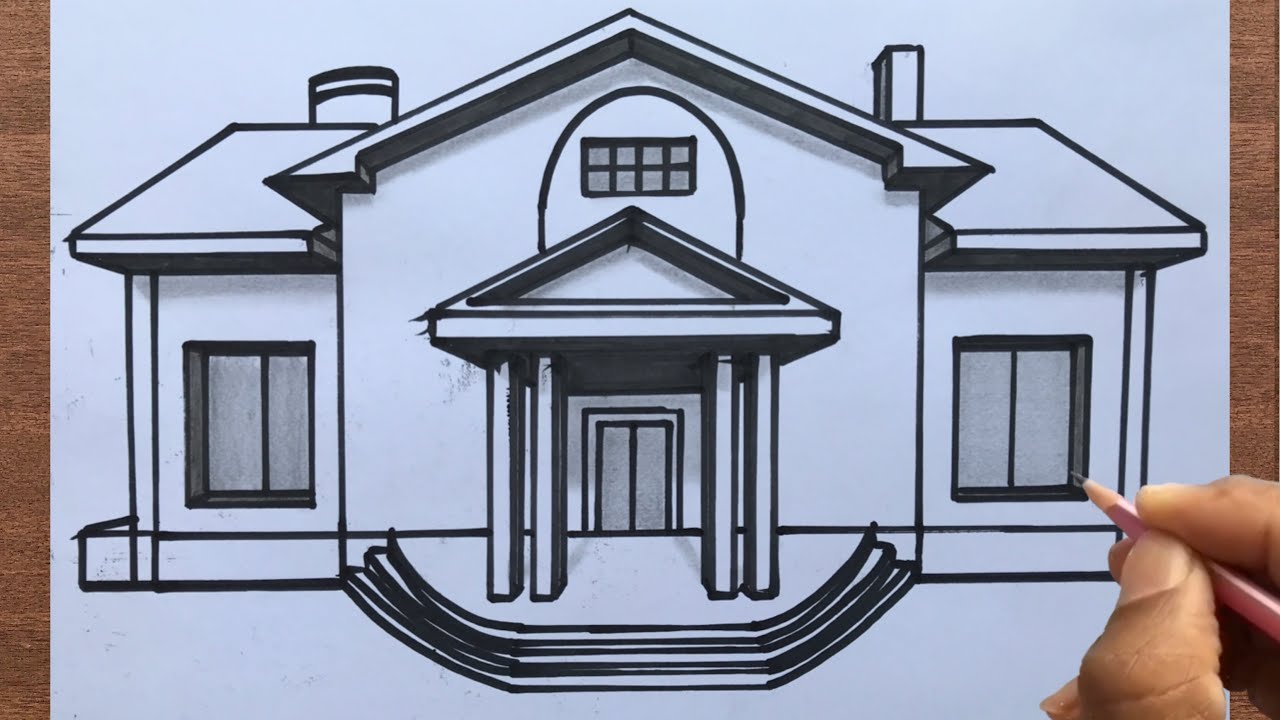 How to Draw a House in 1 Point Perspective - YouTube