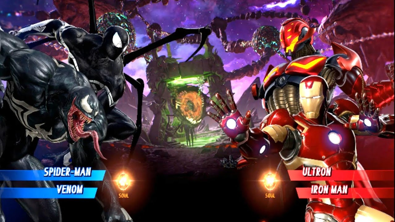 Black Spider Man & Venom Vs Ultron &. Iron Man (4k Ultra HD) Marvel ...
