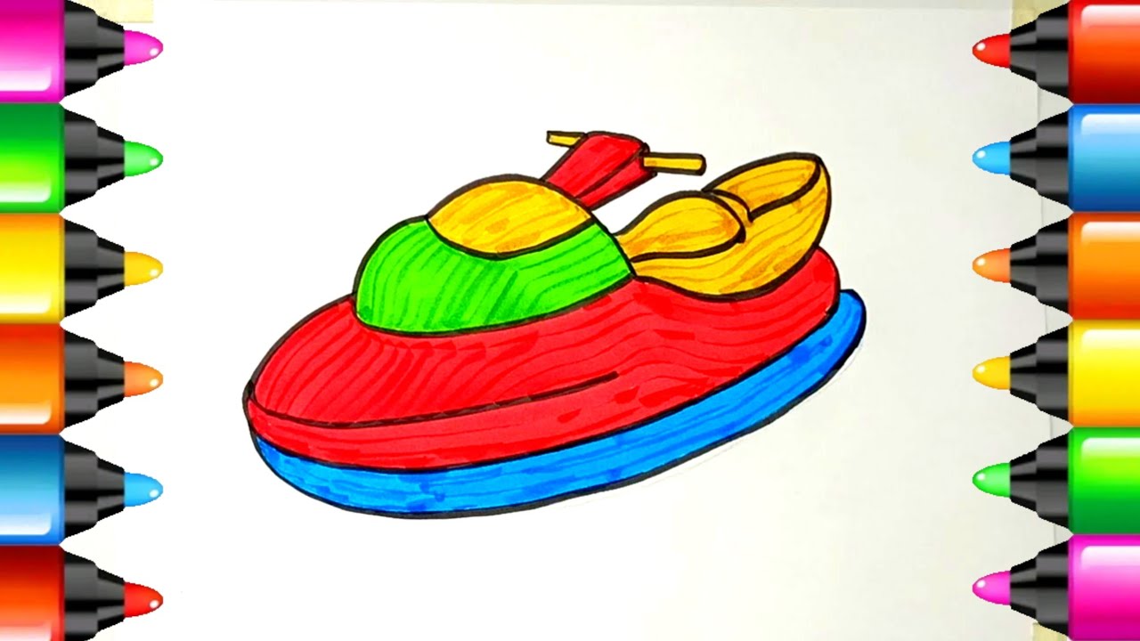 How to draw a Jet Ski-Doo/Ski-Doo Drawing and Colouring Tutorial for ...
