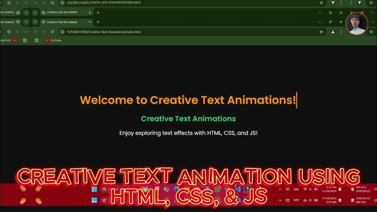 Creative Text Animations with HTML, CSS & JavaScript | Typing, Color, and Slide Effects - YouTube