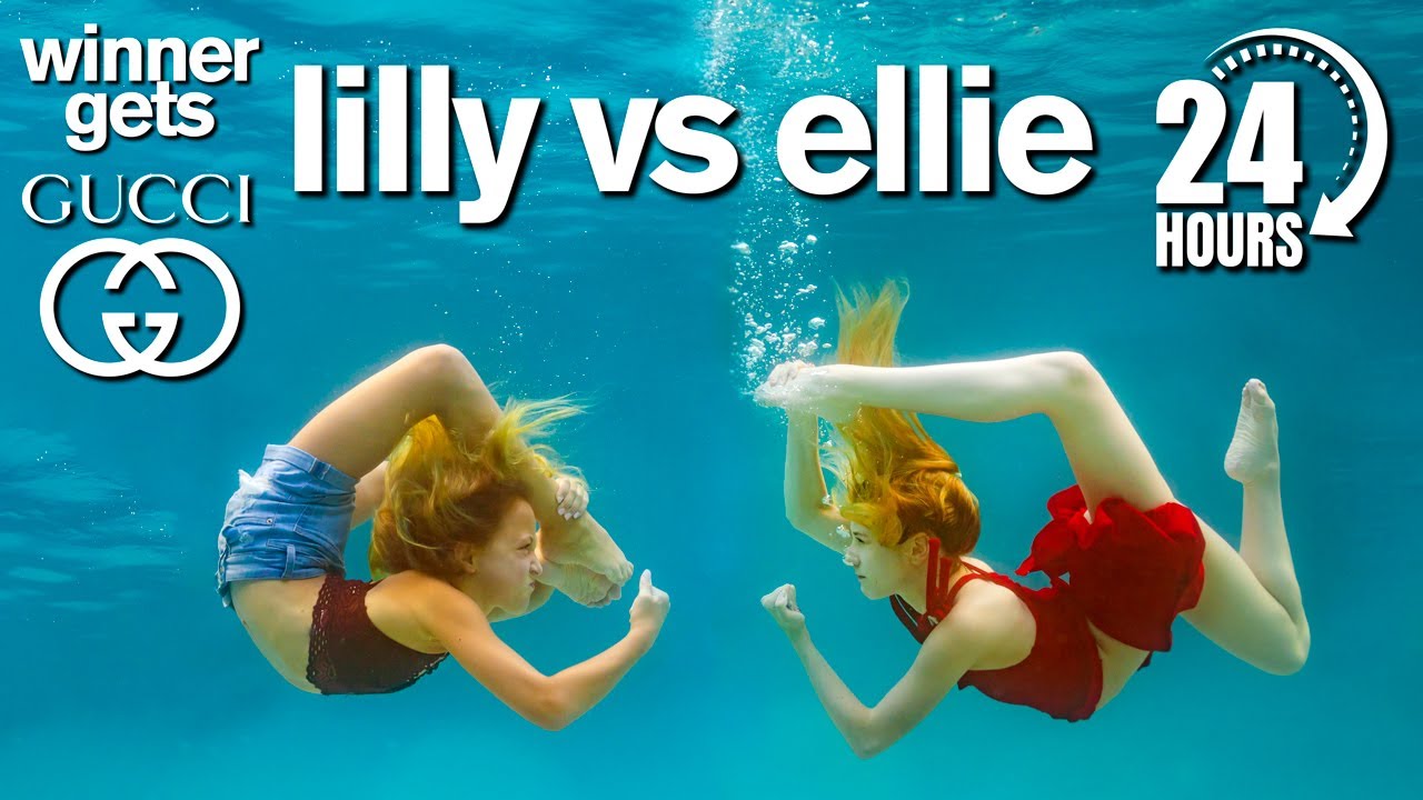 Lilly vs Ellie 24 Hour Underwater Photo Challenge *Winner Gets GUCCI ...