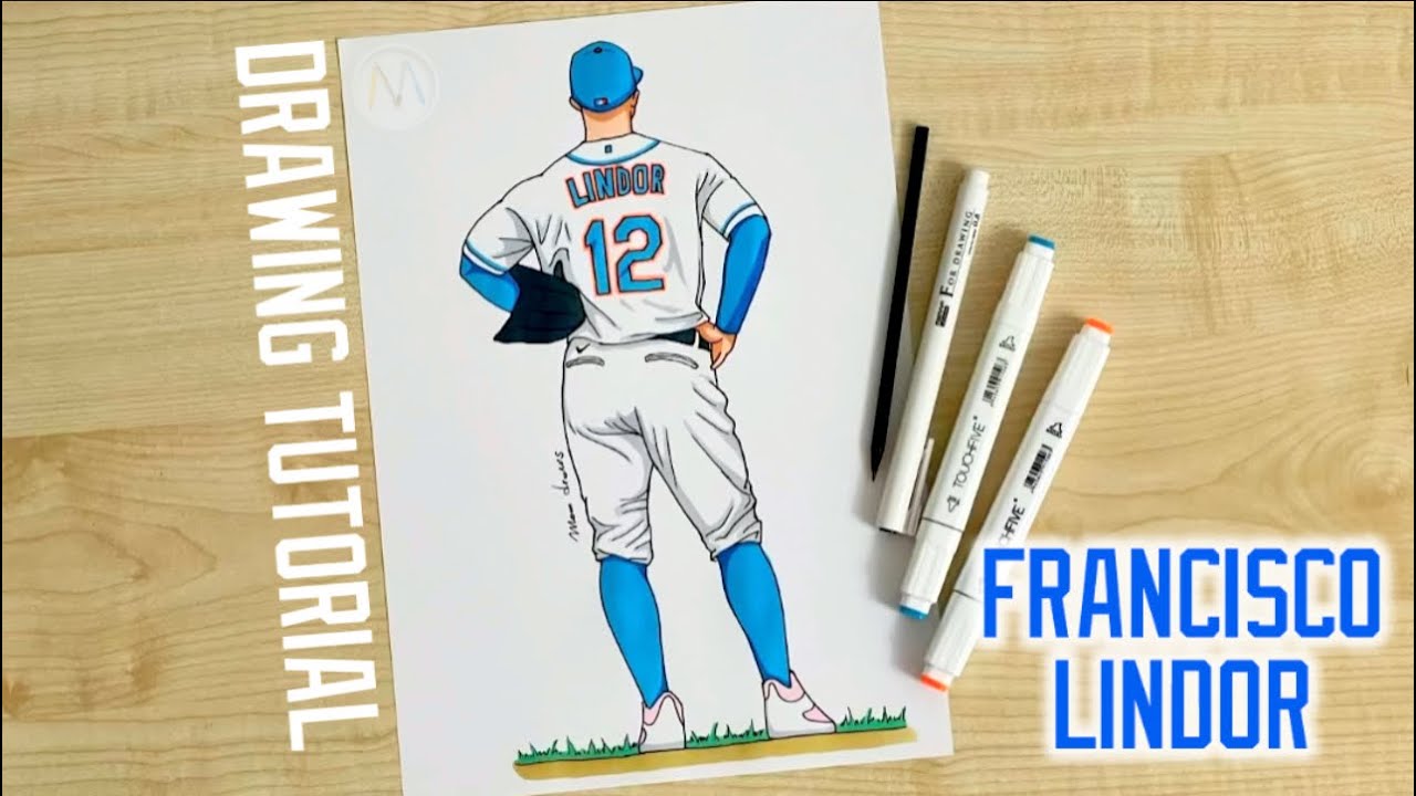 How to draw a baseball players / Francisco Lindor / New York Mets - YouTube