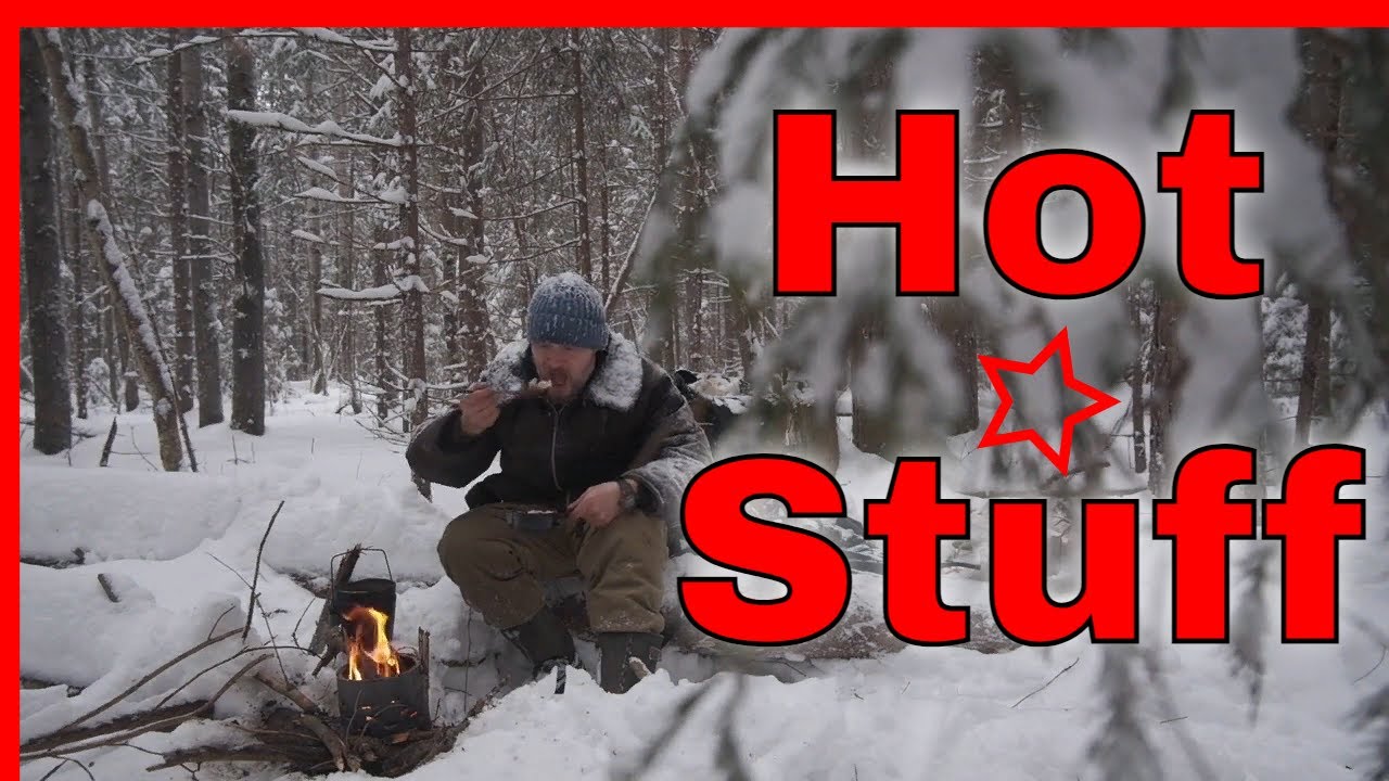Winter camping / Cooking dumplings on a campfire / Snow storm - YouTube