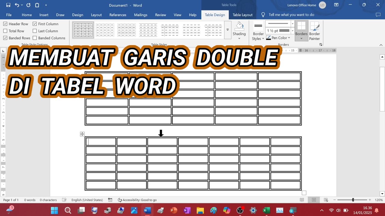 Tutorial Membuat Garis Tabel di Word Menjadi Garis Double (Garisnya Ada ...